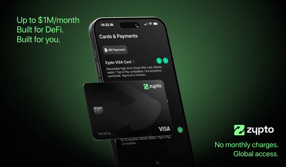 Zypto Physical Crypto Card – High Limits, No Monthly Fee | Zypto